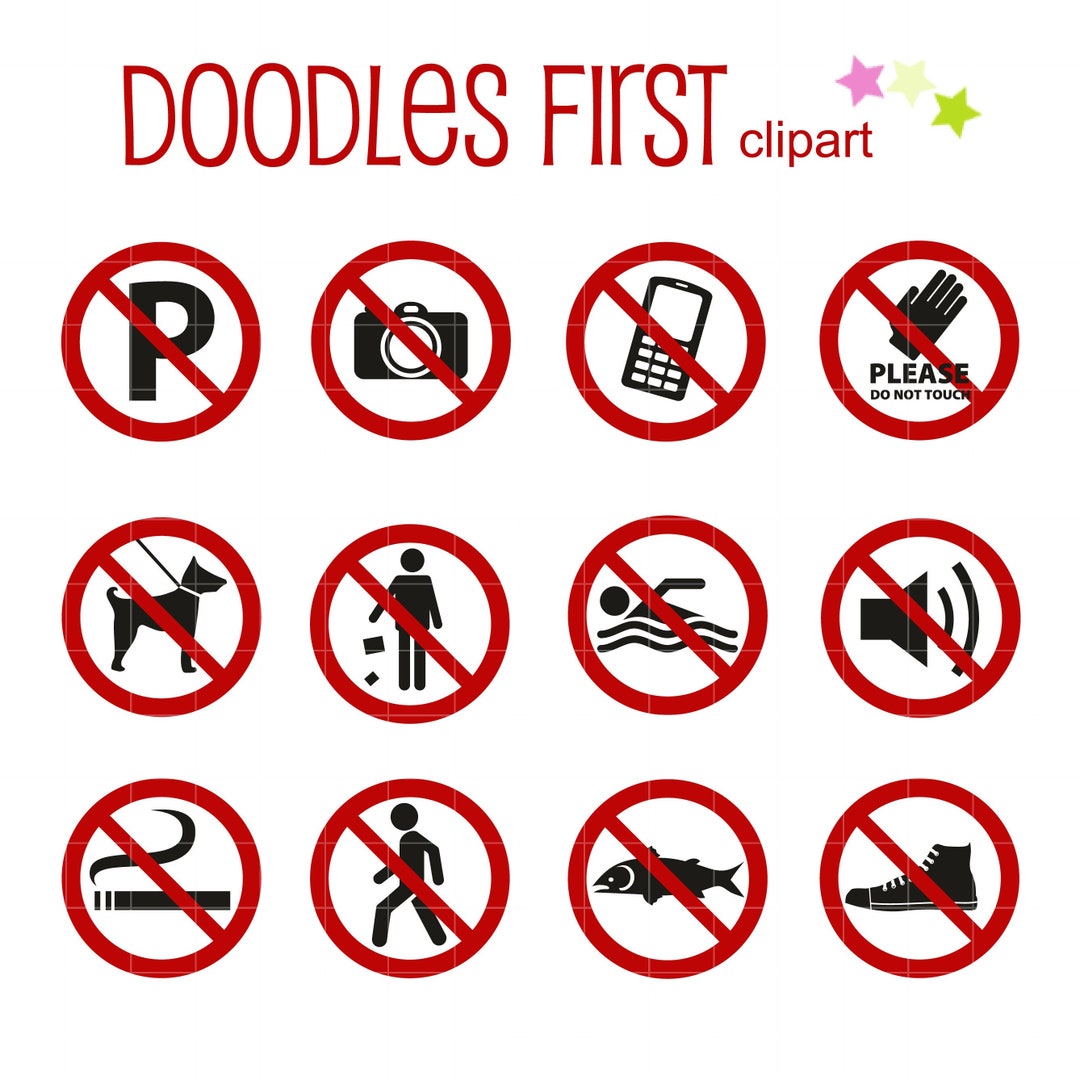 Prohibition Signs Clip Art for Scrapbooking Card Making Cupcake Toppers ...