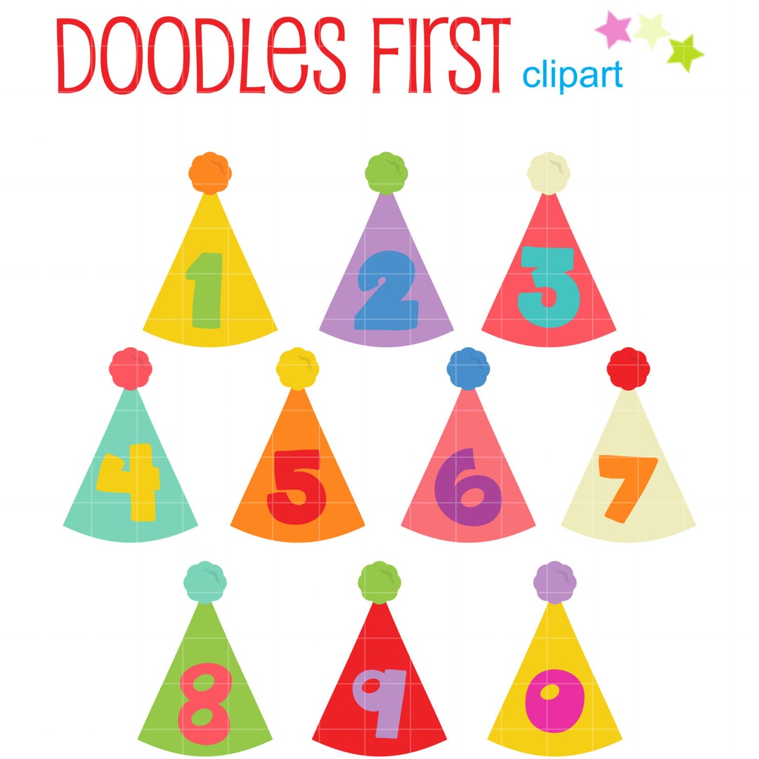 Number Party Hats Digital Clip Art for Scrapbooking Card Making Cupcake ...