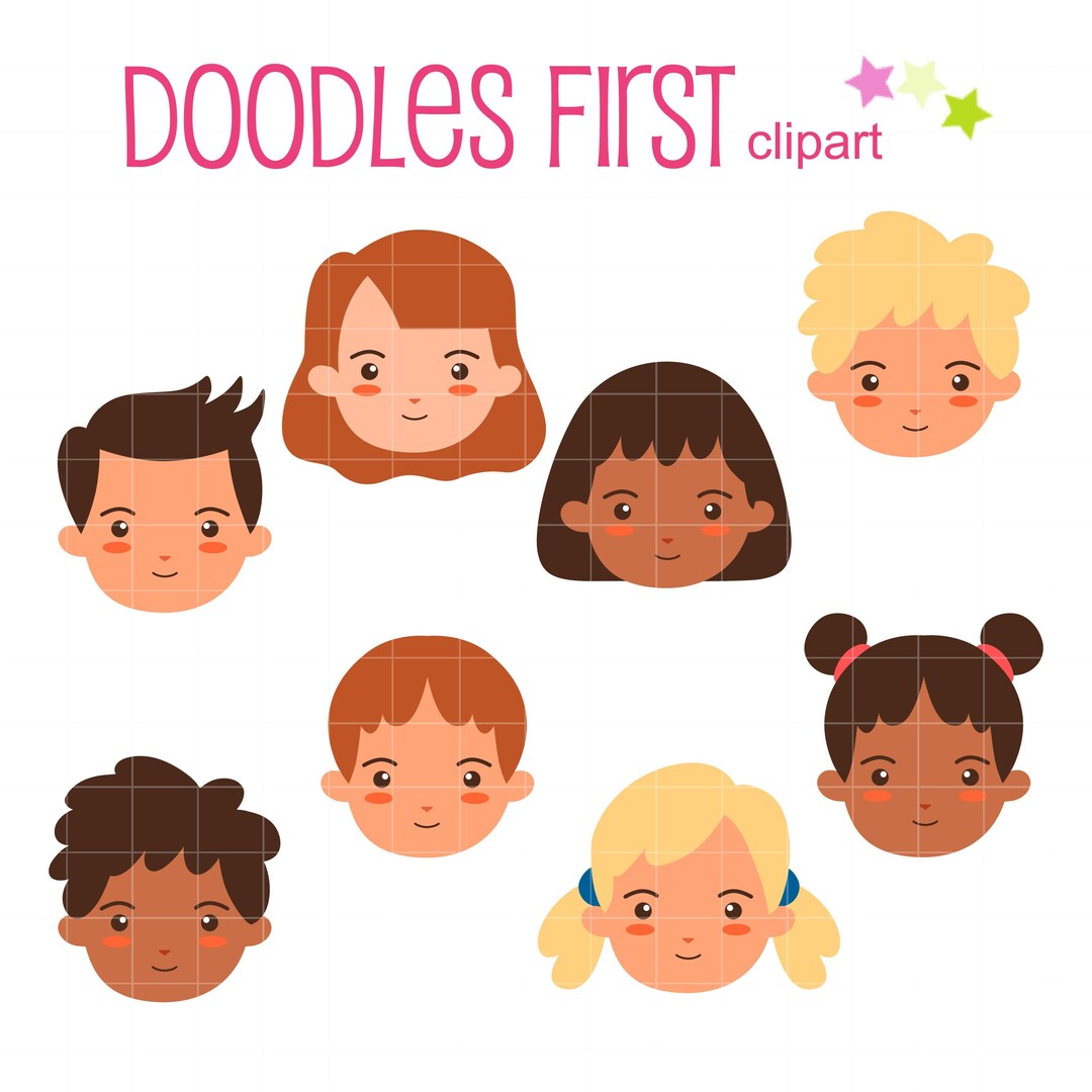 Children Avatar Faces Clip Art for Scrapbooking Card Making Cupcake ...