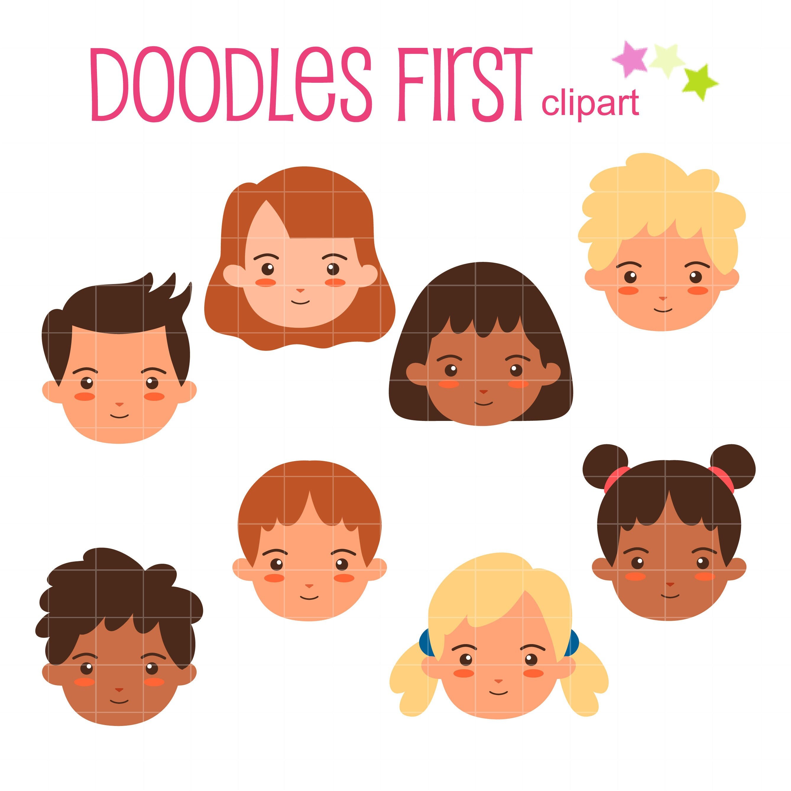Children Avatar Faces Clip Art for Scrapbooking Card Making | Etsy