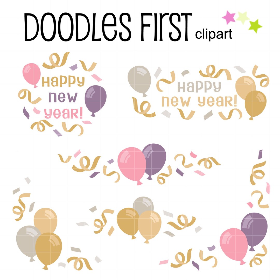 Balloons and Confetti Borders & Corners Digital Clip Art for ...