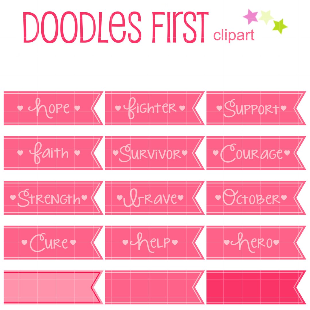 Breast Cancer Awareness Pink Flags Digital Clip Art for Scrapbooking ...
