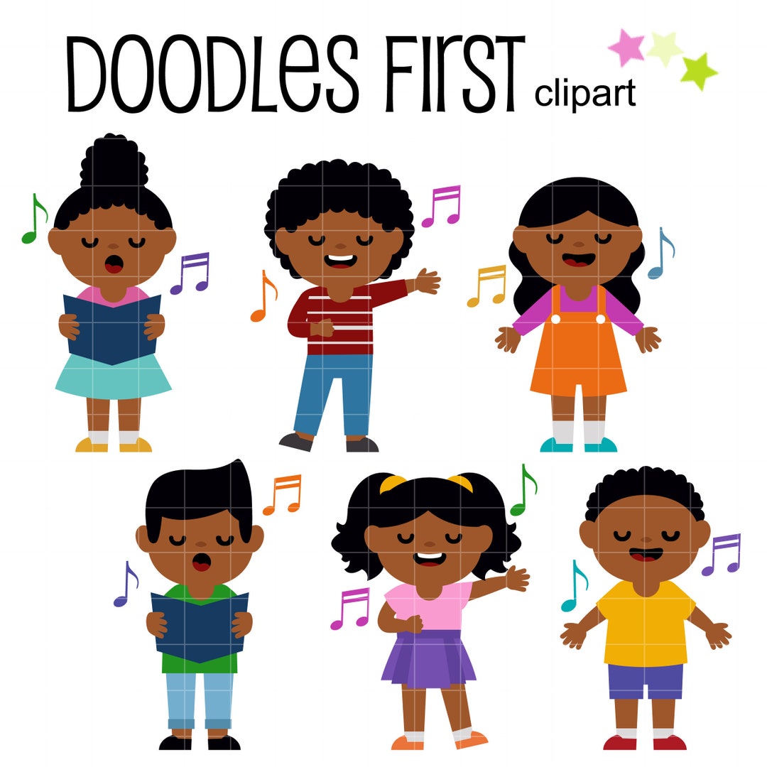 Singing Children Digital Clip Art for Scrapbooking Card Making Cupcake ...