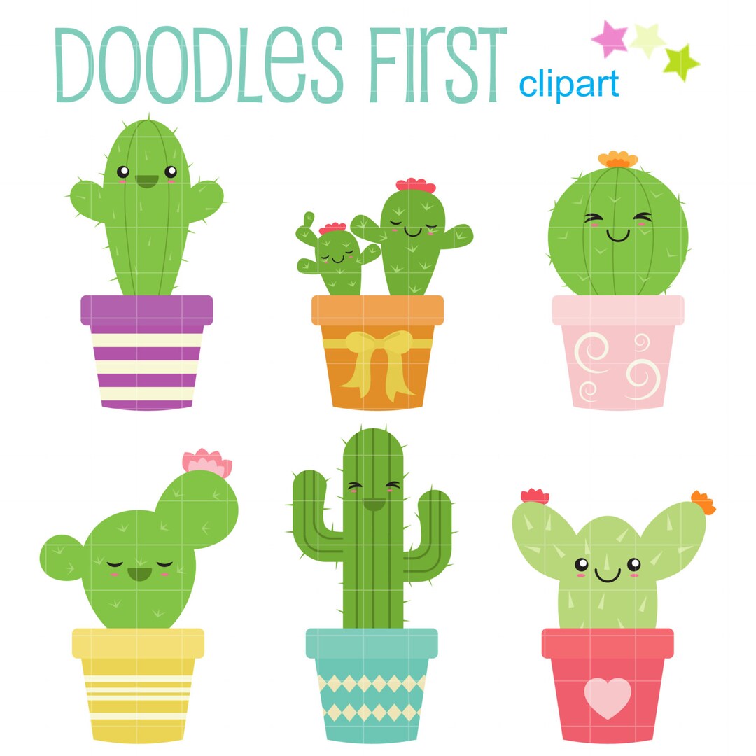 Kawaii Hug Me Cacti Clip Art: Scrapbooking & Sublimation (digital ...