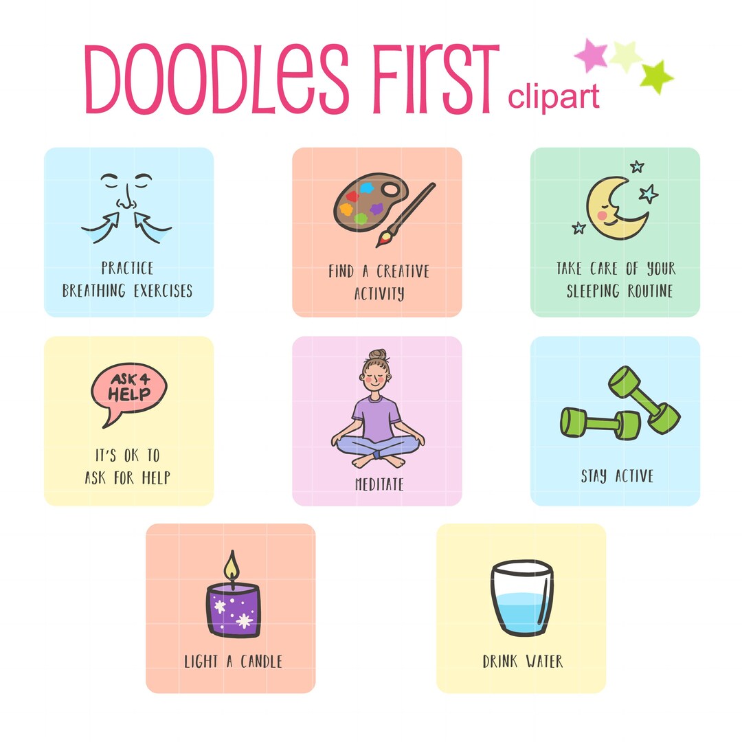 Self Care Clipart: Pastel Labels, Scrapbooking, Card Making (digital ...