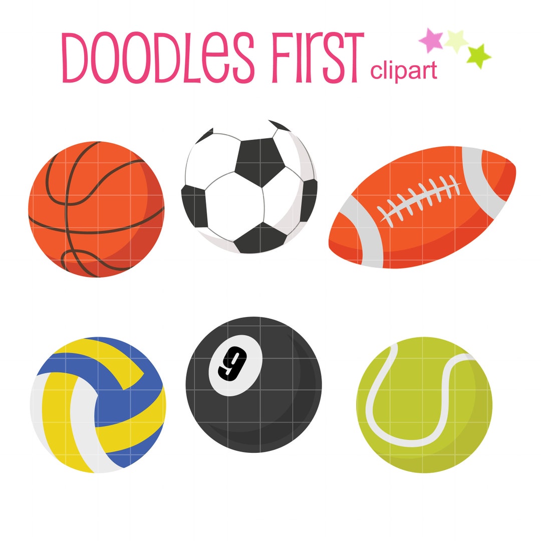 Balls for Sports Digital Clip Art for Scrapbooking Card Making Cupcake ...