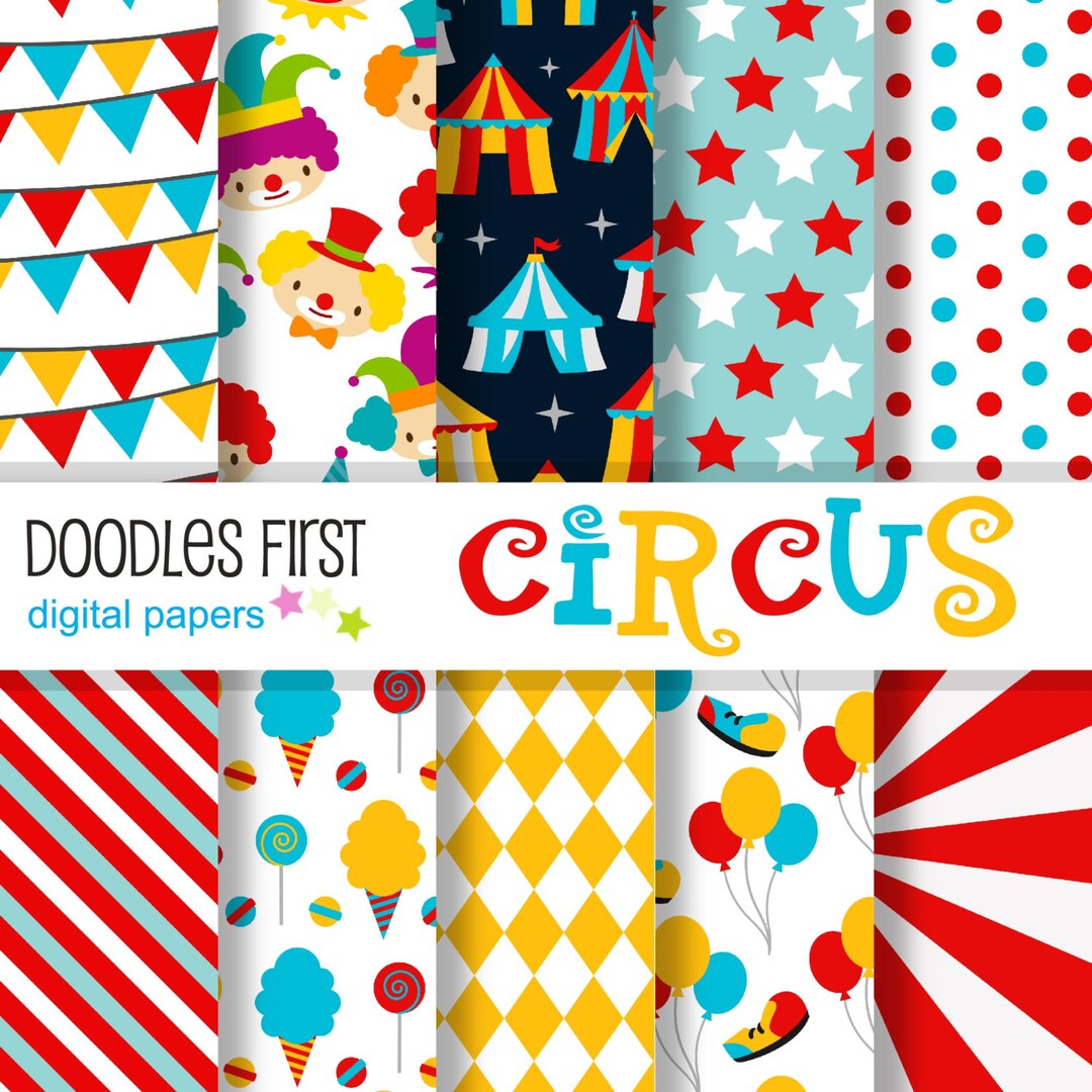 Circus Digital Paper Pack Includes 10 for Scrapbooking, Paper Crafts ...