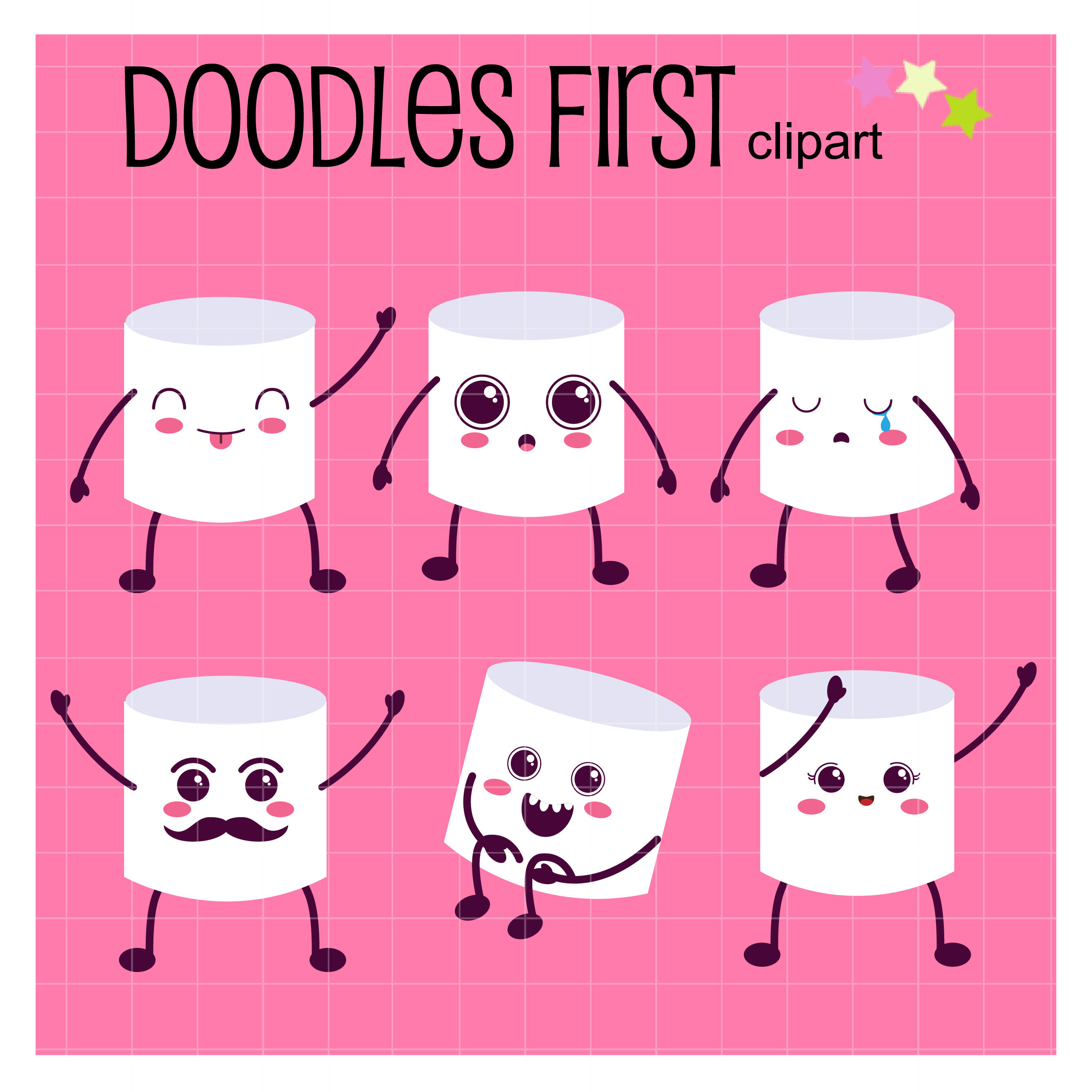 Cute Marshmallow Emoticon Digital Clip Art for Scrapbooking | Etsy