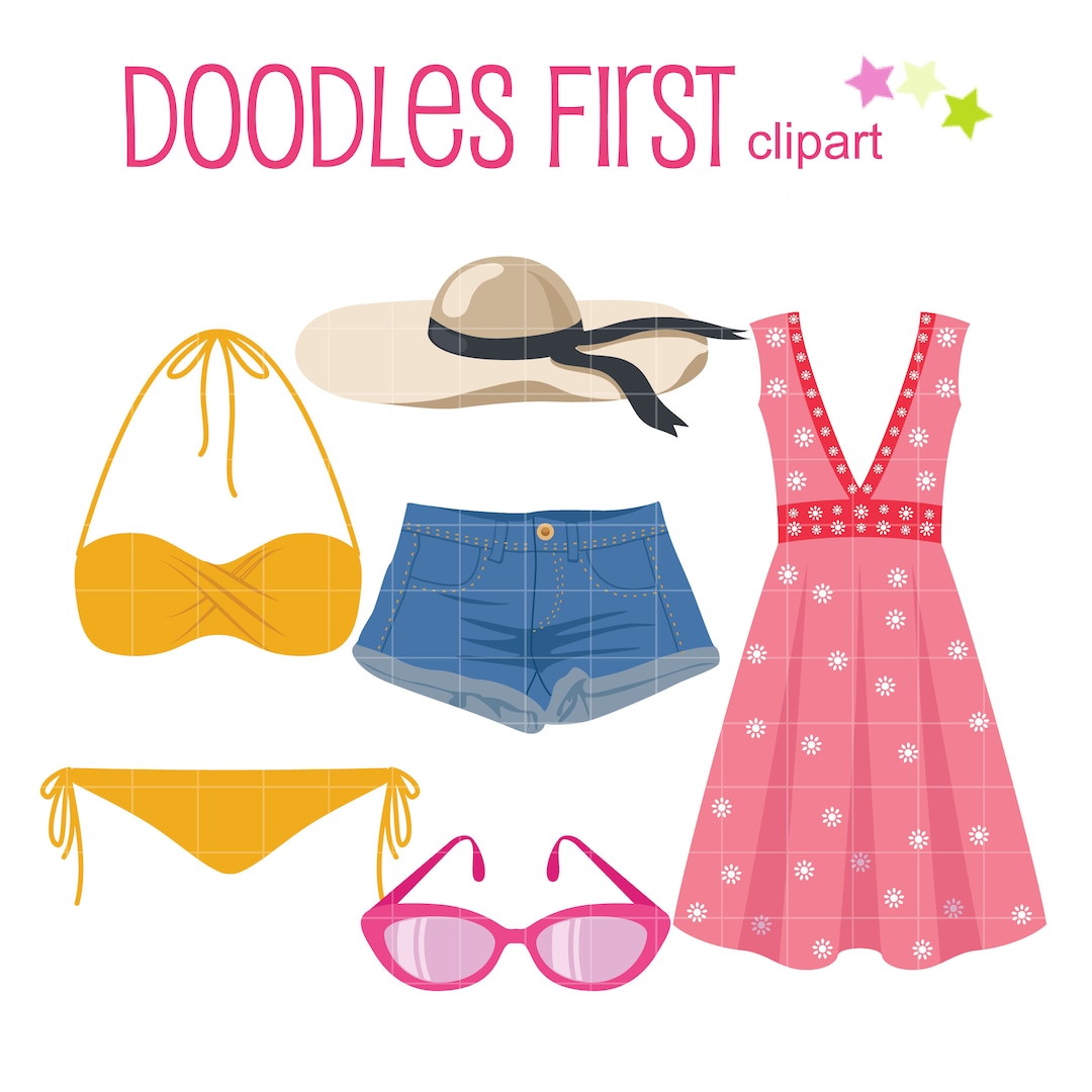 Women Summer Clothes Digital Clip Art for Scrapbooking Card Making ...