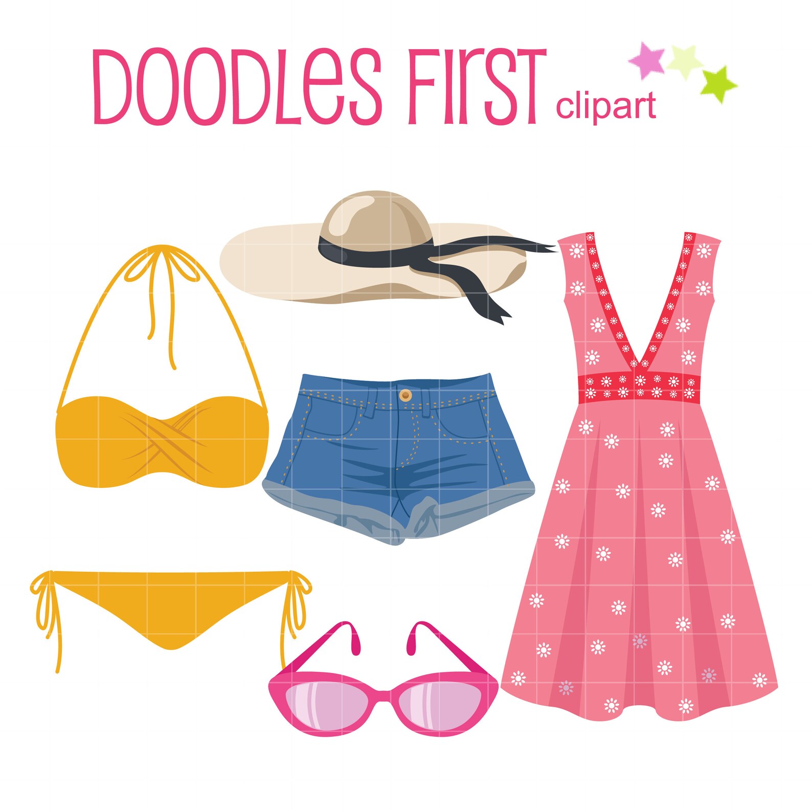 Women Summer Clothes Digital Clip Art for Scrapbooking Card Making ...