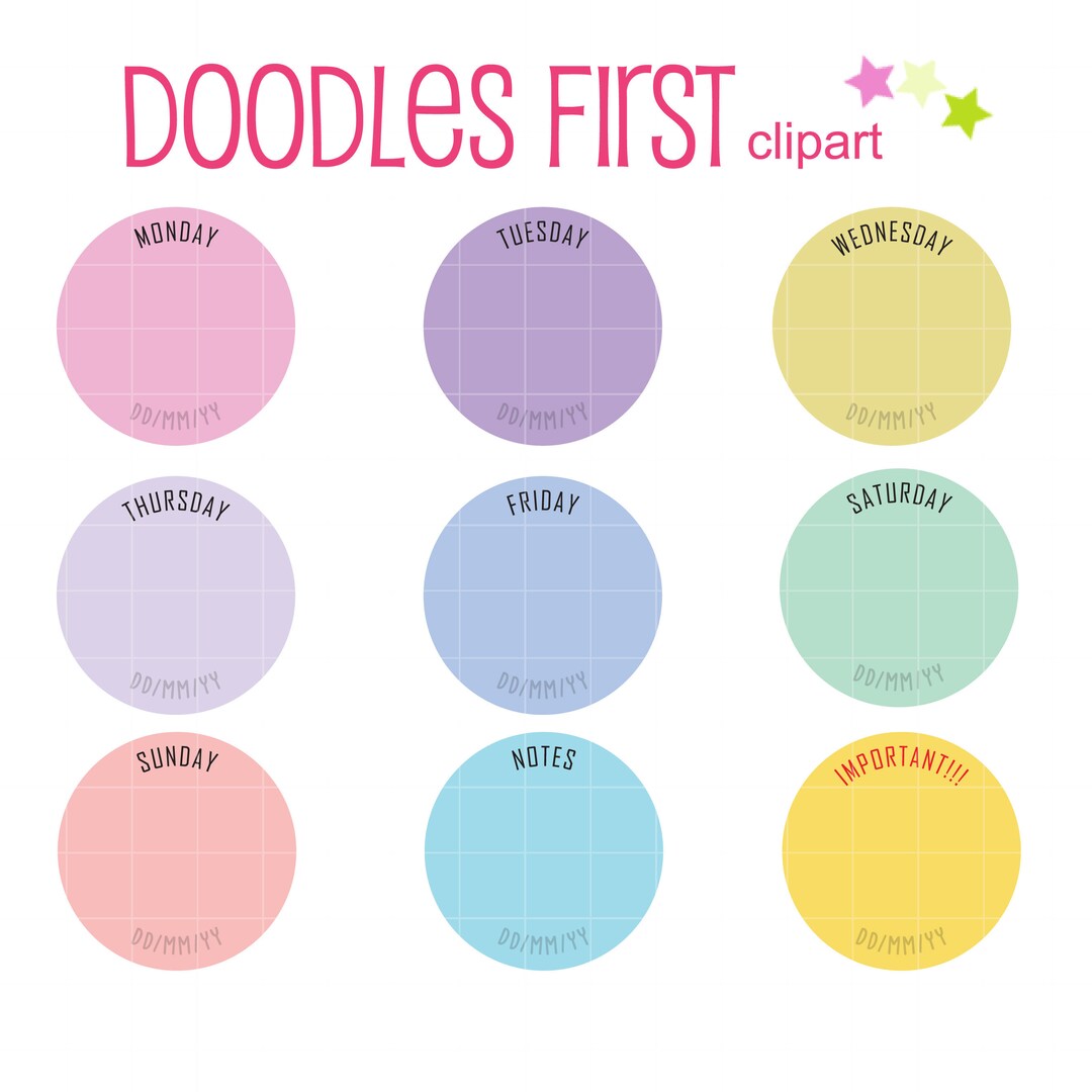Round Pastel Notes Digital Clip Art for Scrapbooking Card Making ...