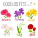 Doodle Potted Flowers Digital Clip Art for Scrapbooking Card Making ...