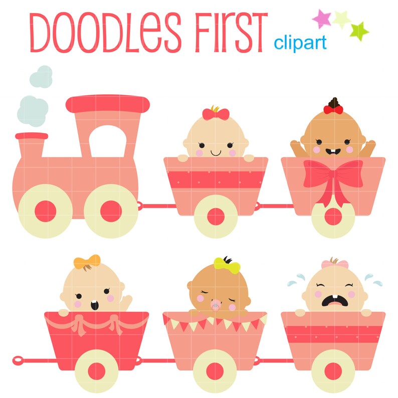 Baby Girl Choo Choo Train Clip Art for Scrapbooking Card | Etsy