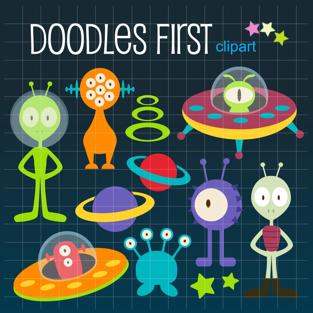 Alien Life Martians UFO Digital Clipart for Scrapbooking, Cricut Cut ...