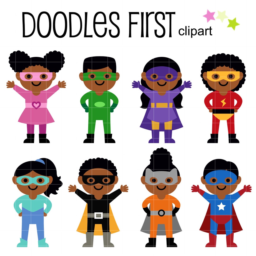 Hero Kids Digital Clip Art for Scrapbooking Card Making Cupcake Toppers ...