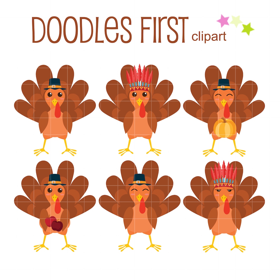 Cute Turkey Character Digital Clip Art for Scrapbooking Card - Etsy