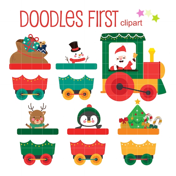 Christmas Train Characters Digital Clip Art for Scrapbooking | Etsy