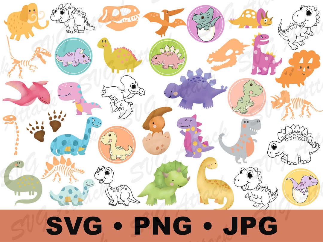 Dinosaur Cliart Bundle Dino SVG Cutting Machine and Cricut Junk Journal ...