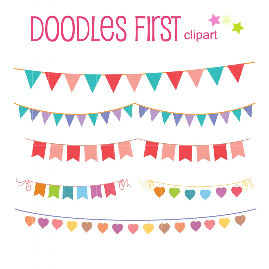 Pastel Flag Ornaments Digital Clip Art for Scrapbooking Card Making ...