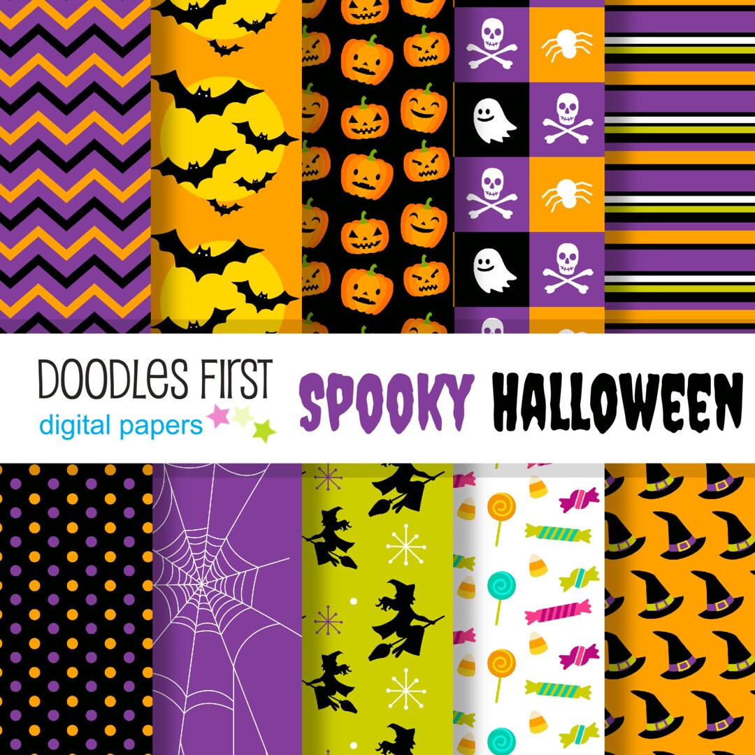 Spooky Halloween Digital Paper Pack Includes 10 for Scrapbooking Paper ...