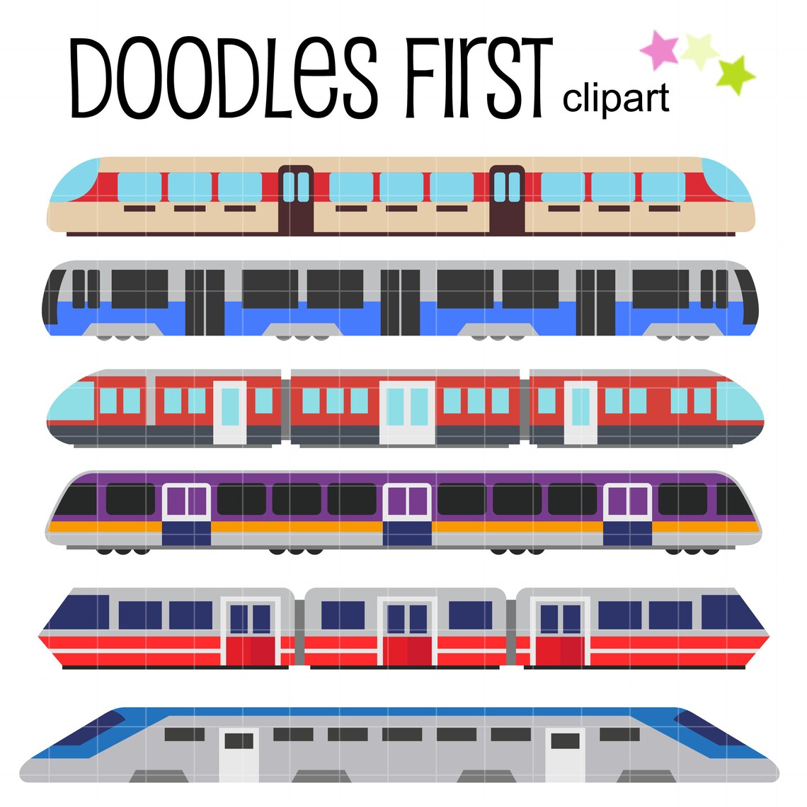 Metro Subway Trains Digital Clip Art for Scrapbooking Card - Etsy