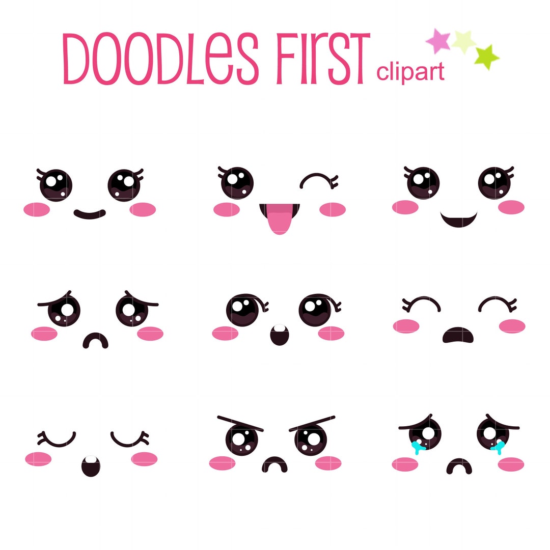 Cute Cartoon Faces Digital Clip Art for Scrapbooking Card Making ...