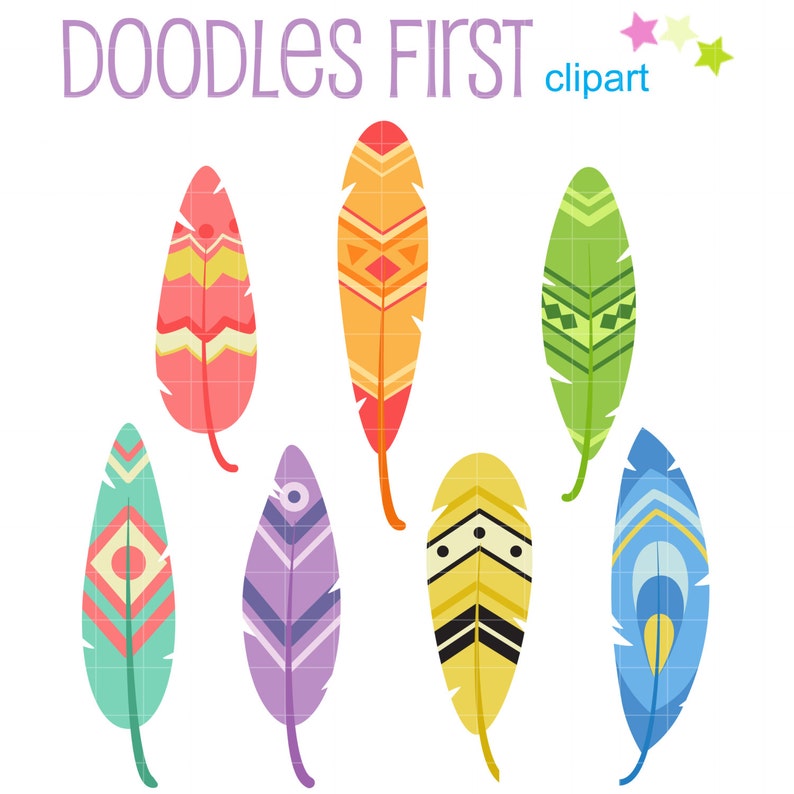 Colored Feathers Digital Clip Art for Scrapbooking Card Making Cupcake ...