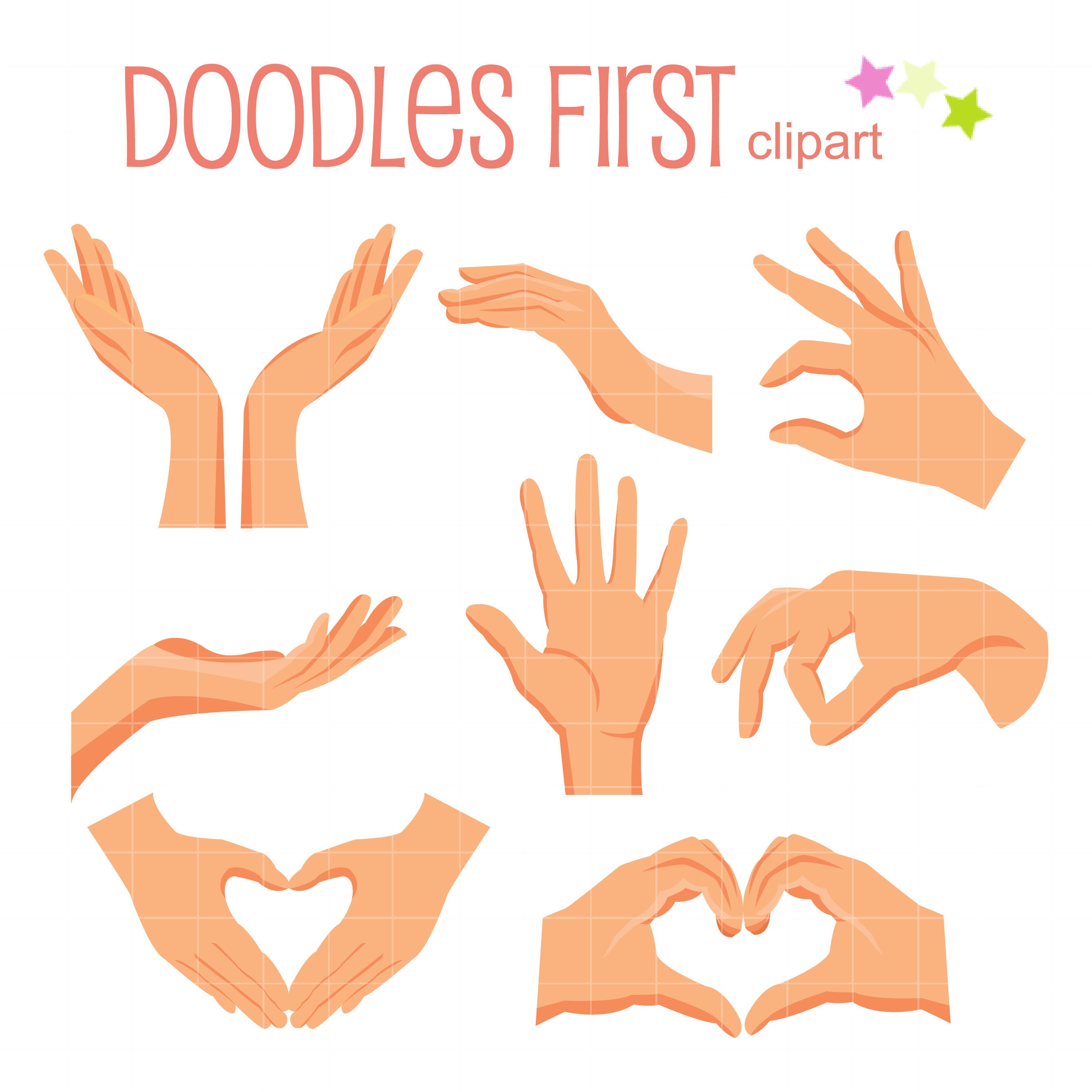 Hands Shape Collection Digital Clip Art for Scrapbooking Card | Etsy