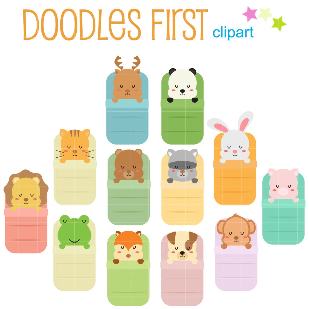 Sleeping Baby Animals Clip Art for Scrapbooking Card Making Cupcake ...