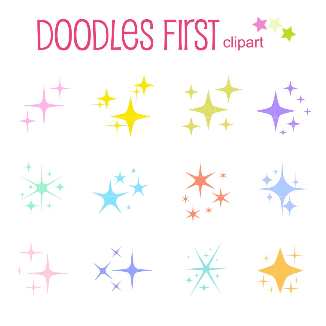 Glitter Sparkling Stars Clip Art for Scrapbooking Card Making Cupcake ...