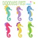 Funky Seahorses Digital Clip Art for Scrapbooking Card Making Cupcake ...