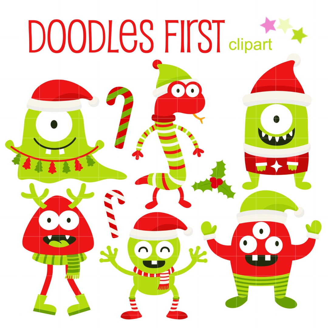 Christmas Monster Digital Clip Art for Scrapbooking Card Making Cupcake ...