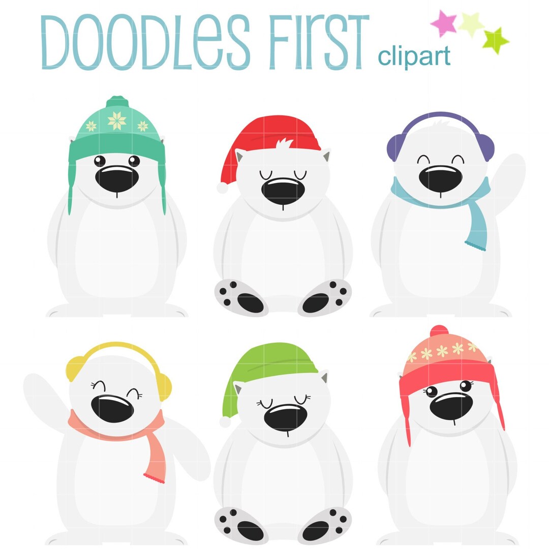 Winter Polar Bears Clip Art for Scrapbooking Card Making Cupcake ...