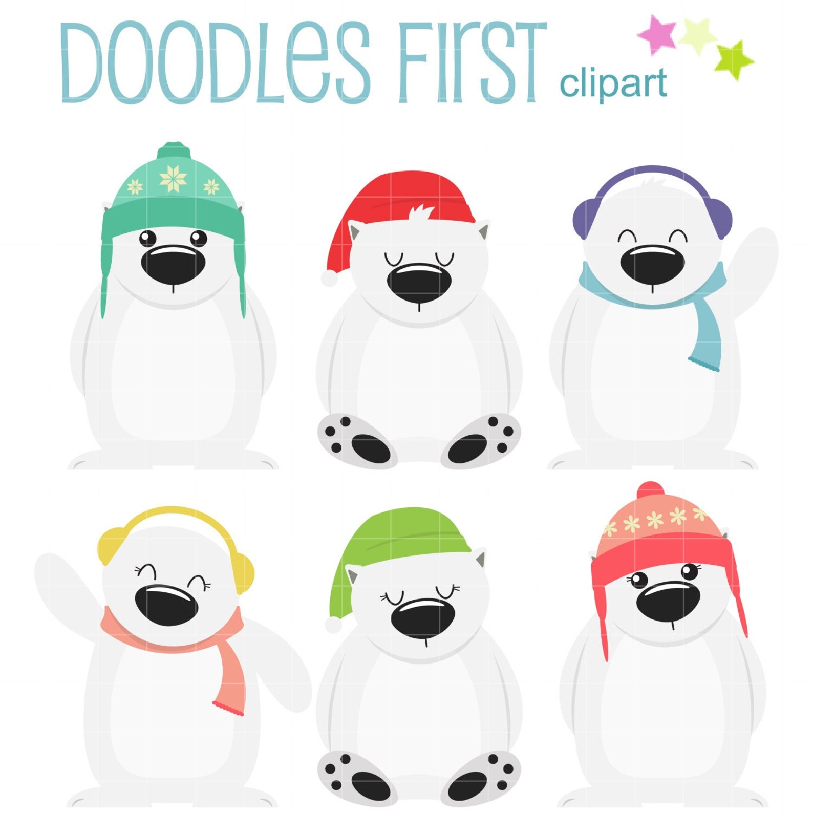 Winter Polar Bears Clip Art for Scrapbooking Card Making Cupcake ...