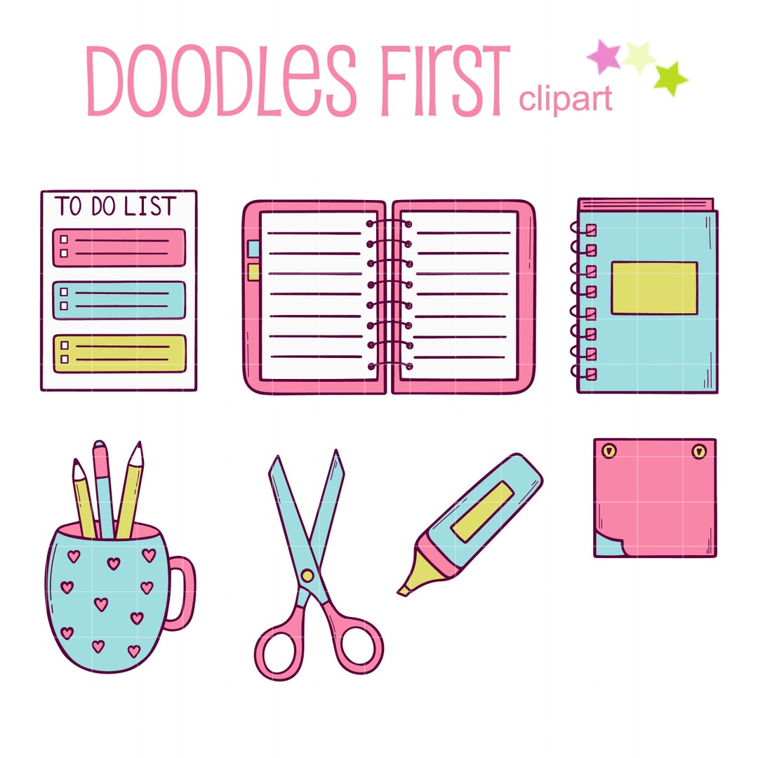 Cute School Supply Elements Digital Clip Art for Scrapbooking Card ...
