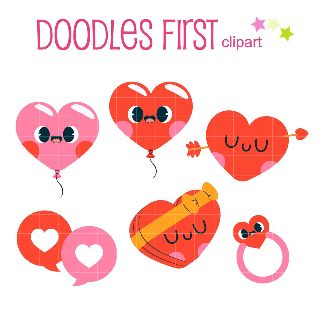 Cute Valentine's Hearts Clip Art Set (PNG, JPG, SVG) - Etsy