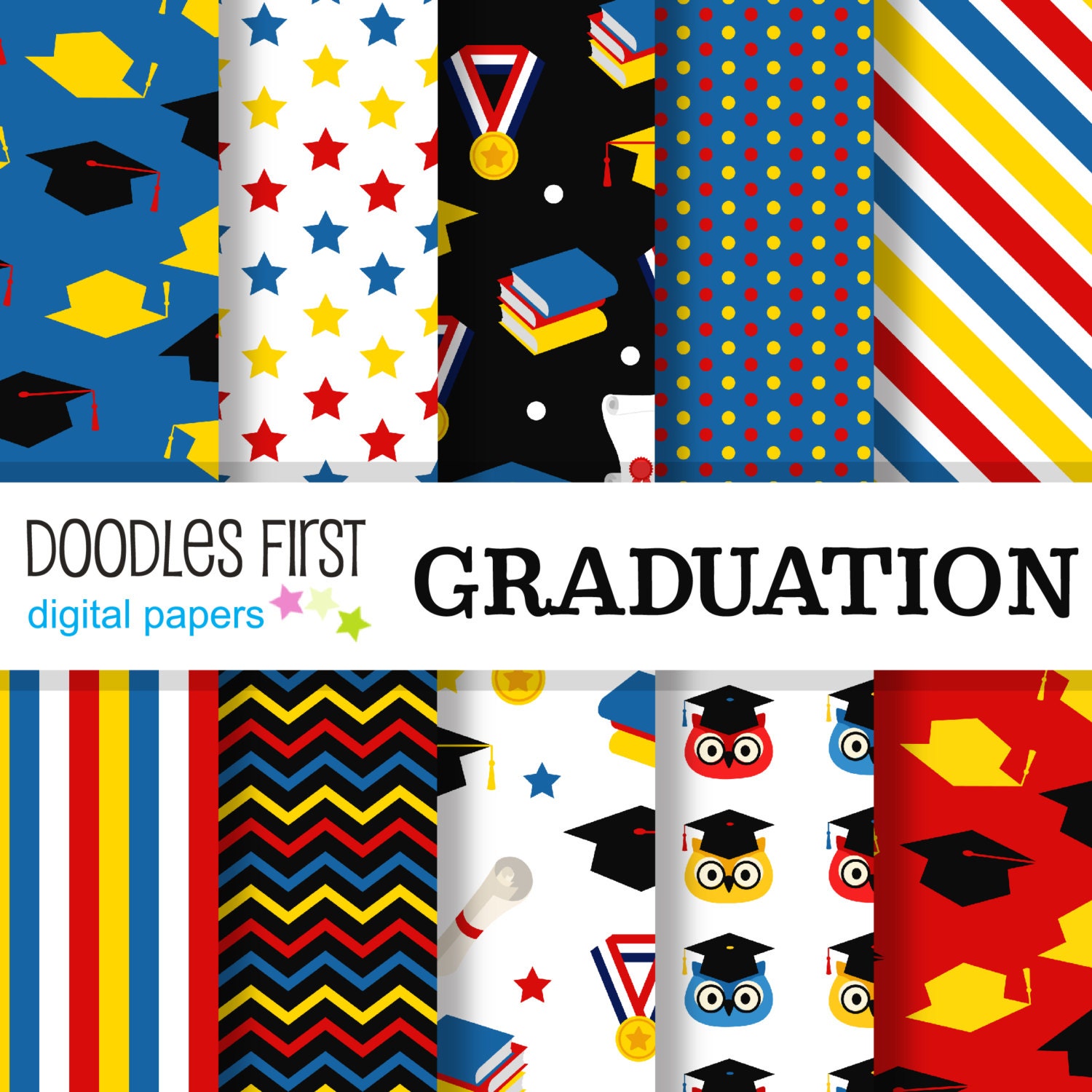 Graduation Digital Paper Pack Includes 10 for Scrapbooking Paper Crafts ...