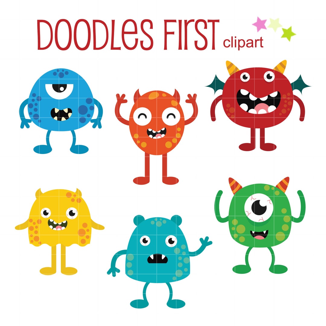 Silly Monsters Clip Art for Scrapbooking Card Making Cupcake Toppers ...