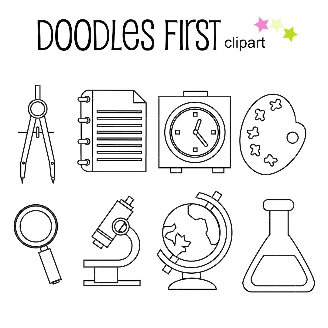 Science Laboratory Outline Digital Clip Art for Scrapbooking Card ...