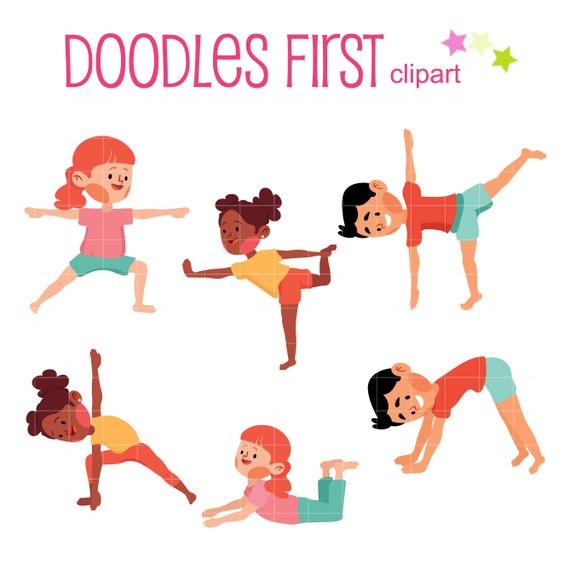 Cute Yoga Exercise Digital Clip Art for Scrapbooking Card | Etsy