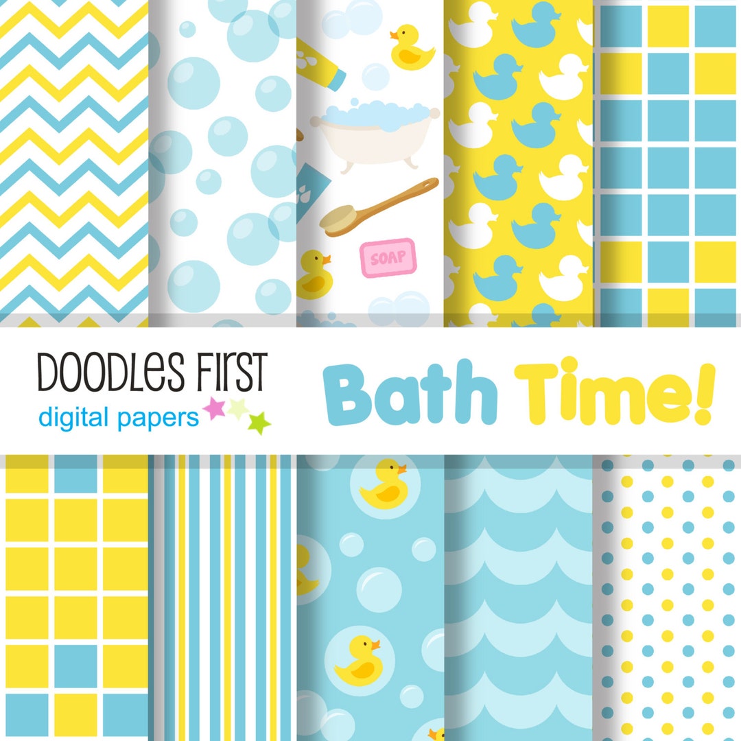 Bath Time Digital Paper Pack Includes 10 for Scrapbooking Paper Crafts ...