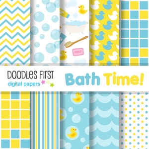 Bath Time Digital Paper Pack Includes 10 for Scrapbooking Paper Crafts ...