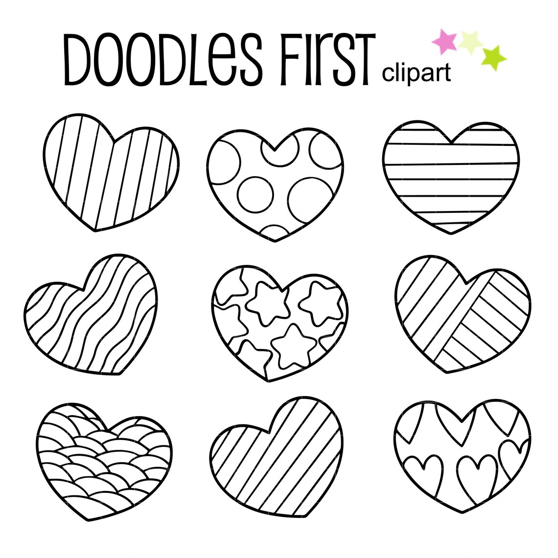 Pattern Doodle Heart Clip Art for Scrapbooking Card Making - Etsy