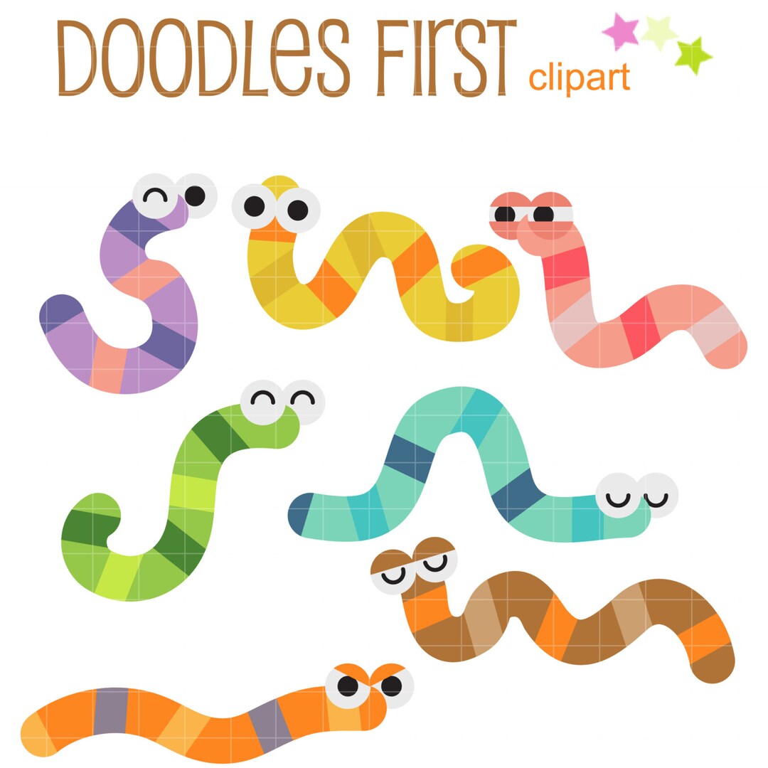 Cute Garden Worms Clip Art for Scrapbooking Card Making Cupcake Toppers ...