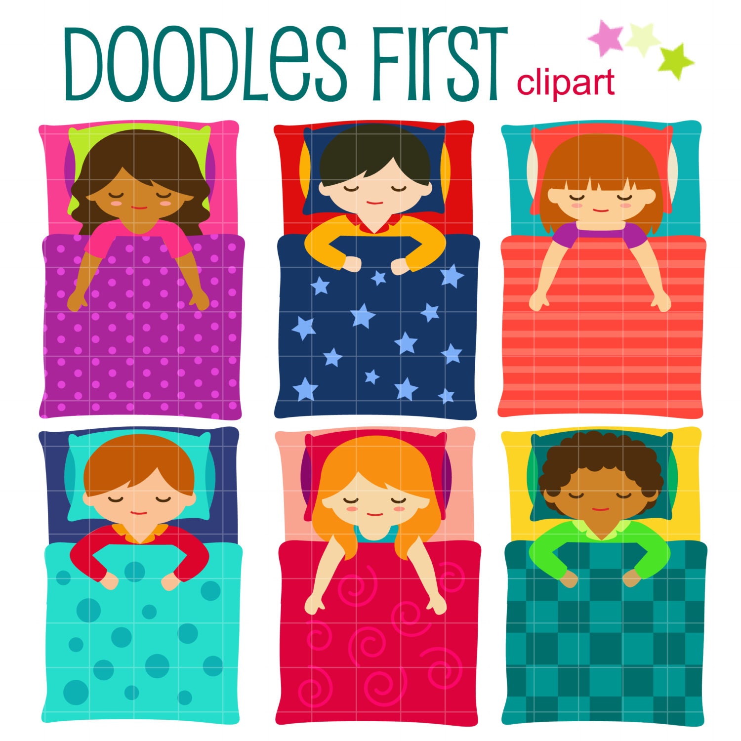 Bedtime Kids Clip Art for Scrapbooking Card Making Cupcake Toppers ...