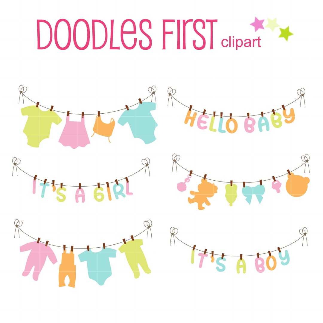 Baby Clothesline Clip Art: Scrapbooking Graphics (digital Download) - Etsy