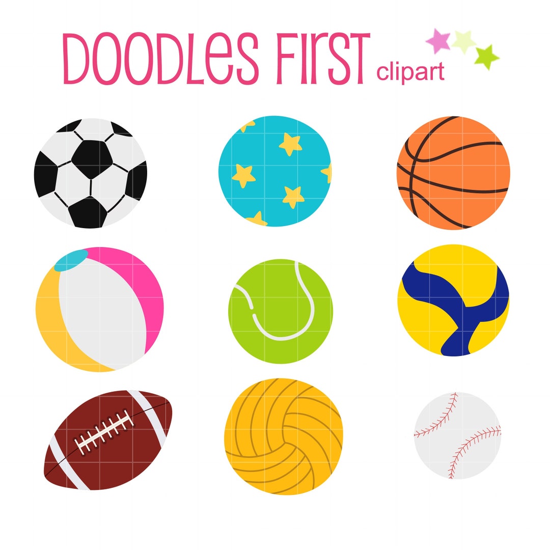 Balls for Sports Set Digital Clip Art for Scrapbooking Card Making ...