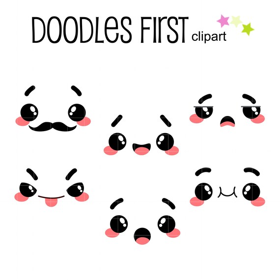 Kawaii Face Expression Digital Clip Art for Scrapbooking Card - Etsy