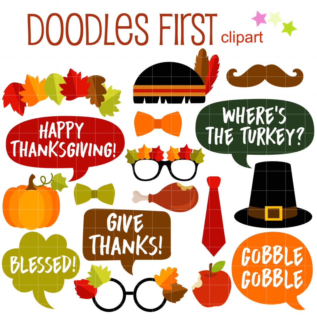 Thanksgiving Photobooth Props Digital Clip Art for Scrapbooking Card ...