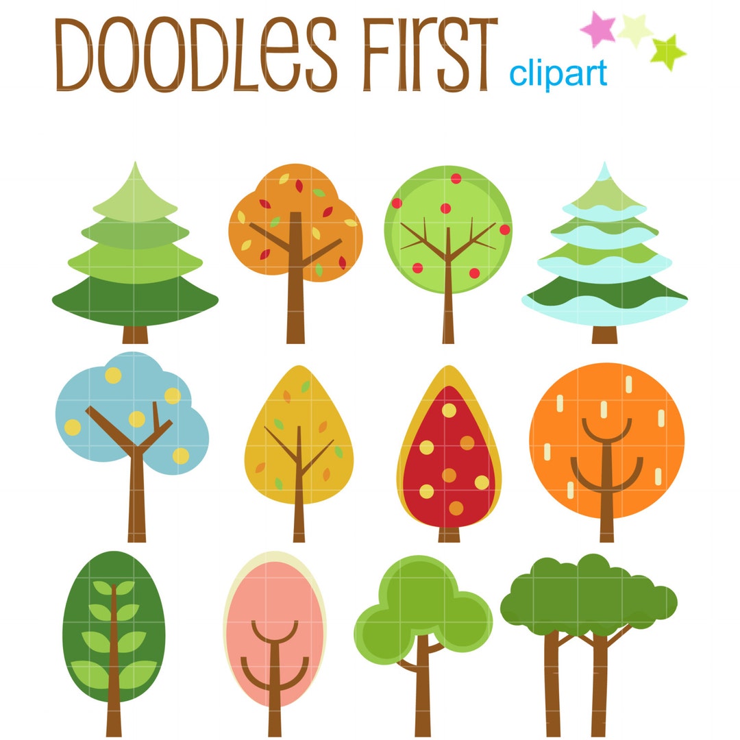 Cute Tree Set Digital Clip Art for Scrapbooking Card Making Cupcake ...